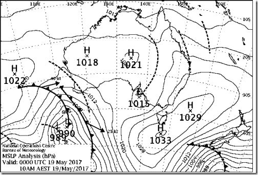 Cloud patterns on Friday 19th May 2017 – leading to a day of low Solar ...
