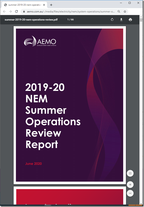 AEMO releases its ‘2019-20 NEM Summer Operations Review Report ...